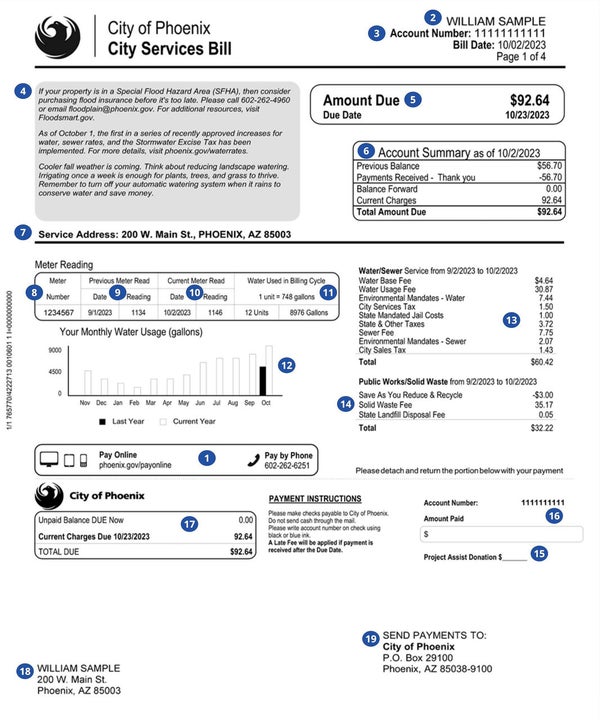 How to Read Your City Services Bill | City of Phoenix